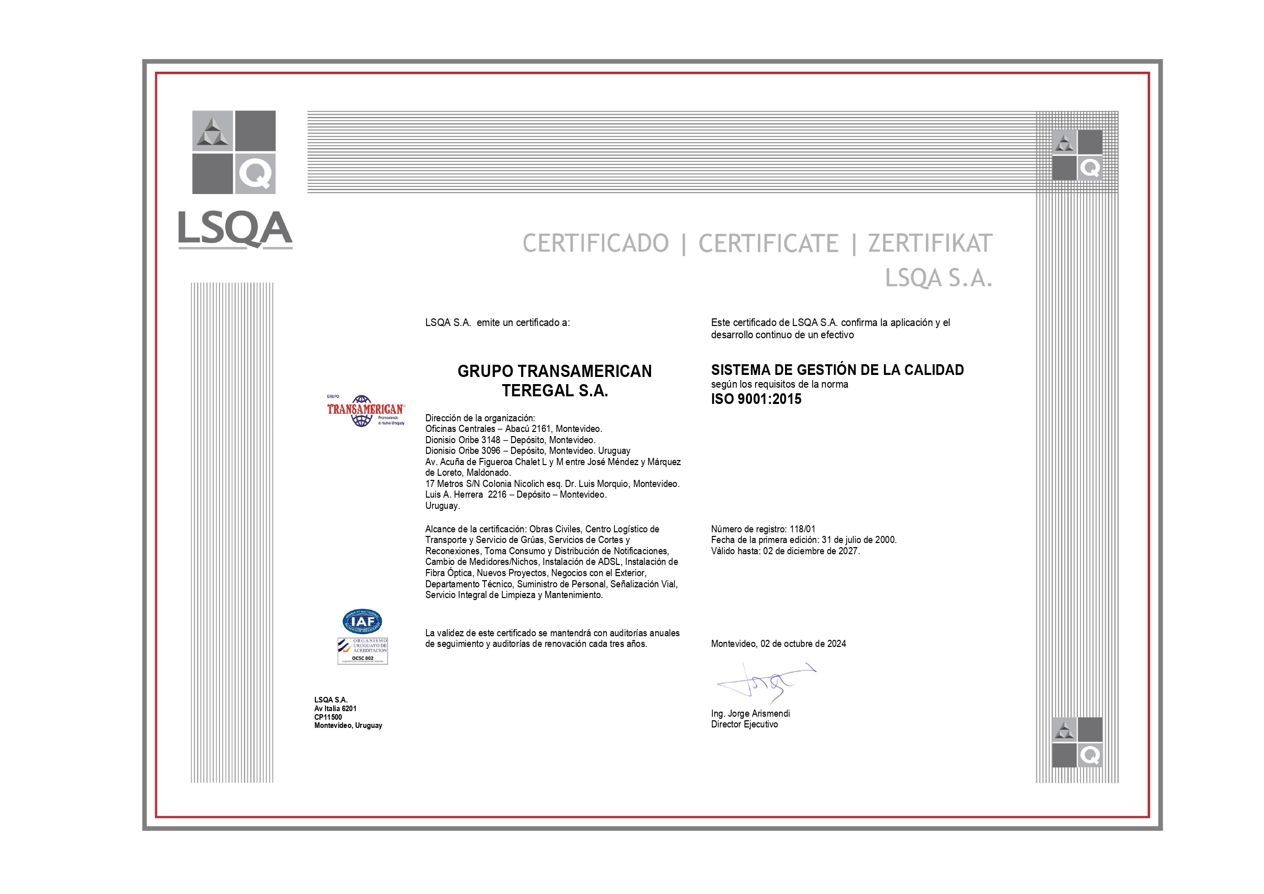 Certificaciones - Grupo Transamerican